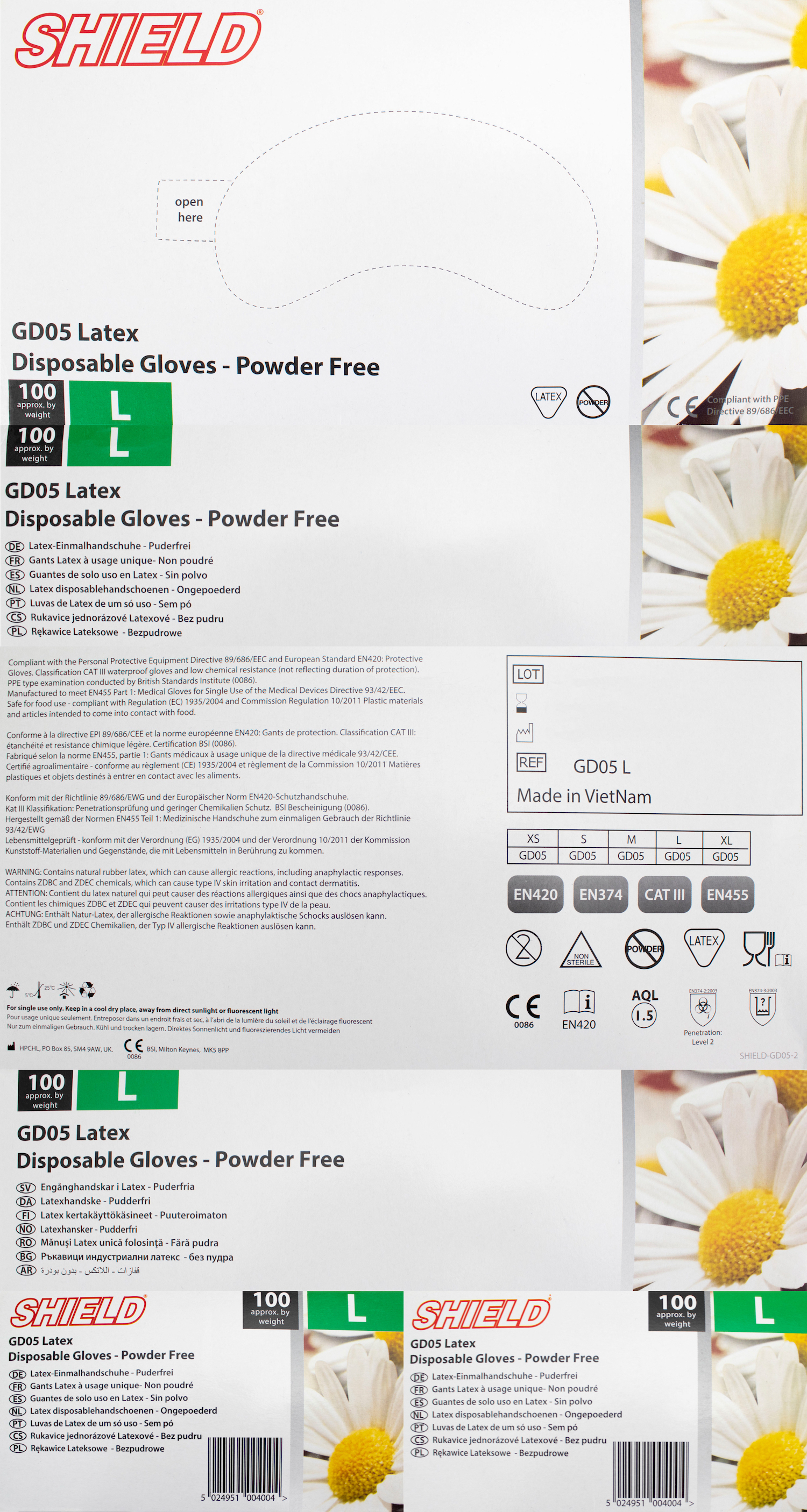 Shield GD05 Powder-Free Latex Gloves - SafetyGloves.co.uk