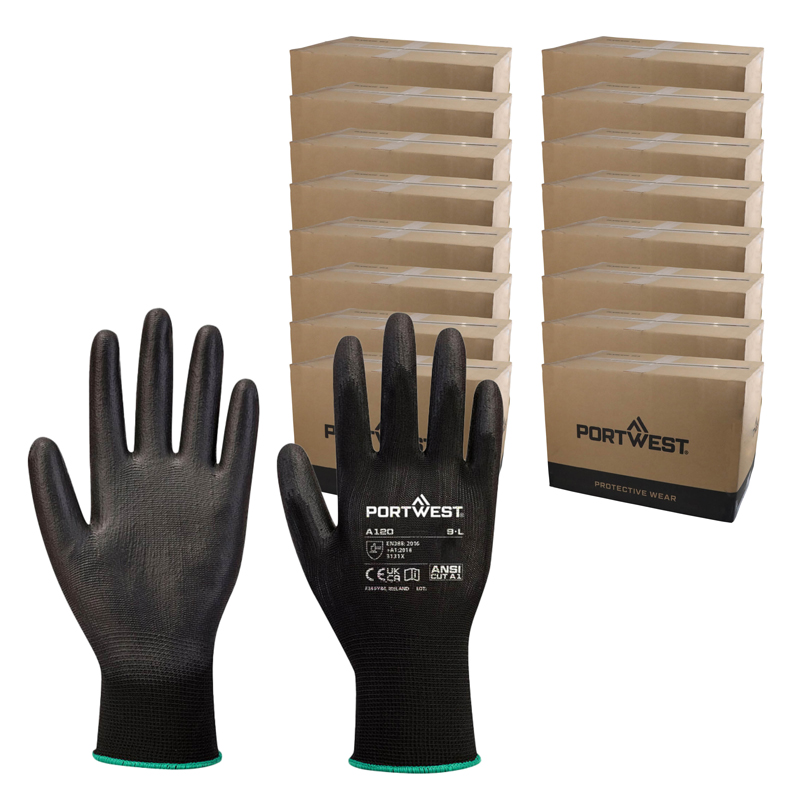 4608 Pairs Portwest A120 Black Gloves - SafetyGloves.co.uk