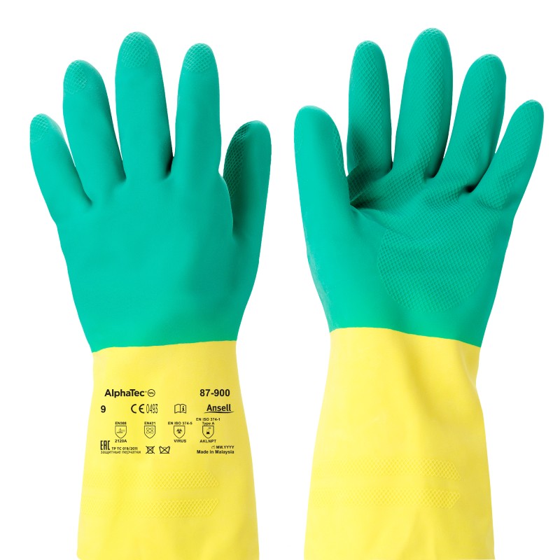 Ansell AlphaTec 87-900 Bi-Colour Gloves - SafetyGloves.co.uk