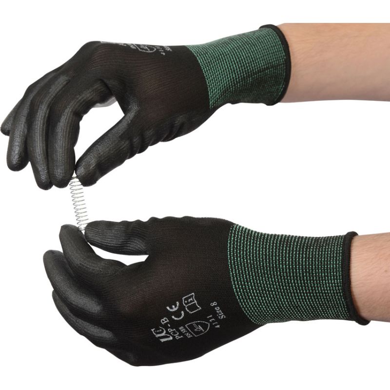 UCi Black PU Coated Polyester Glove - SafetyGloves.co.uk