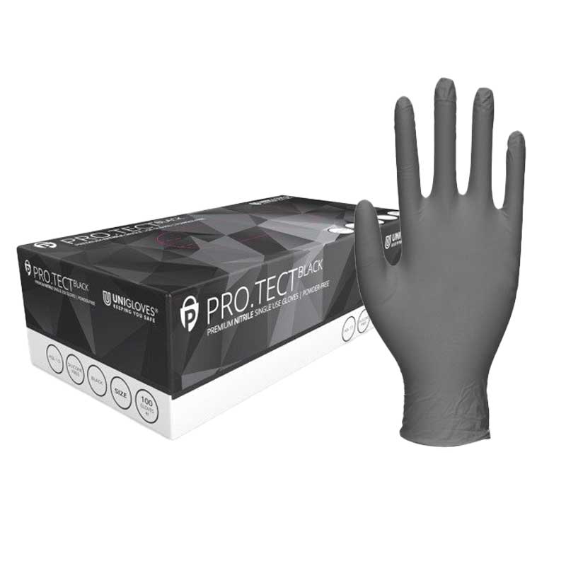 PRO.TECT Thick Black Nitrile Gloves - SafetyGloves.co.uk