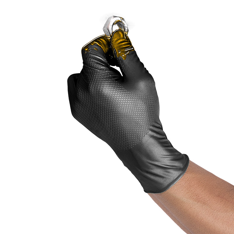 Grippaz Black Semi-Disposable Nitrile Gloves - SafetyGloves.co.uk