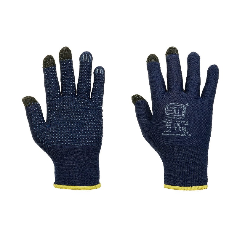 Supertouch Dotted-Palm Gloves (Navy) - SafetyGloves.co.uk