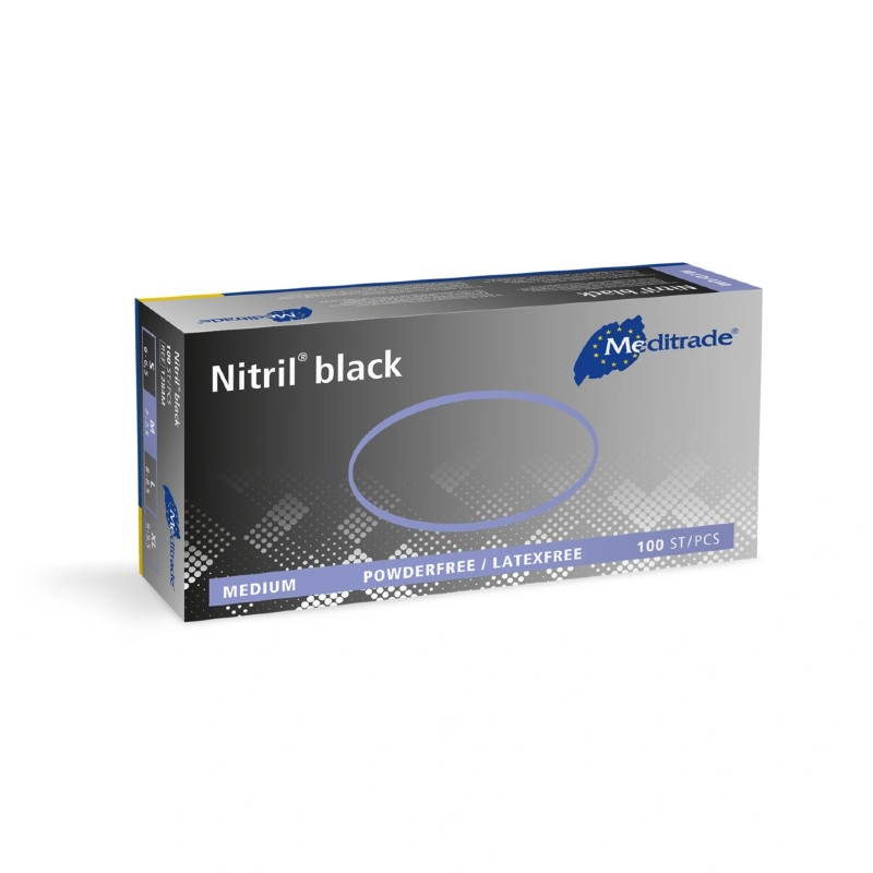 Meditrade Black Nitrile Disposable Gloves - SafetyGloves.co.uk