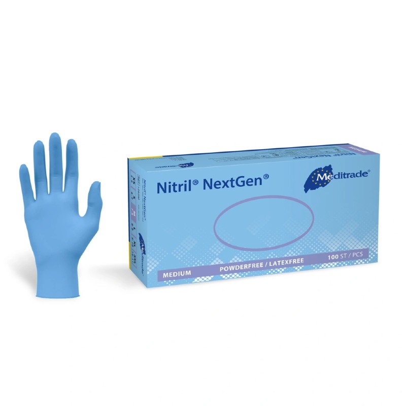 Meditrade Blue Nitrile Disposable Gloves - SafetyGloves.co.uk