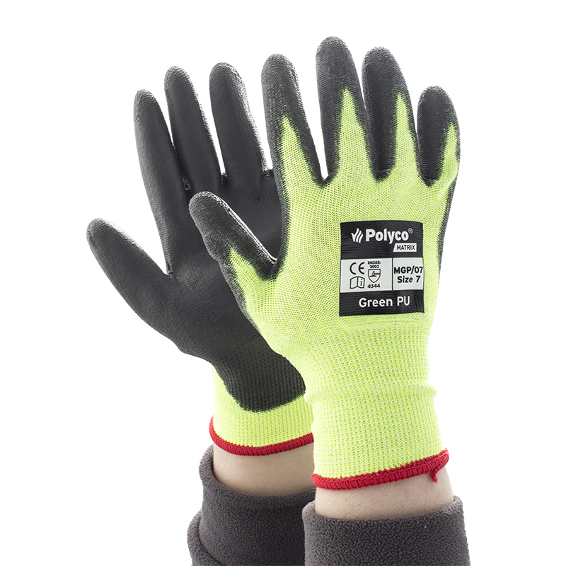 Polyco Green PU Cut Resistant Gloves MGP - SafetyGloves.co.uk