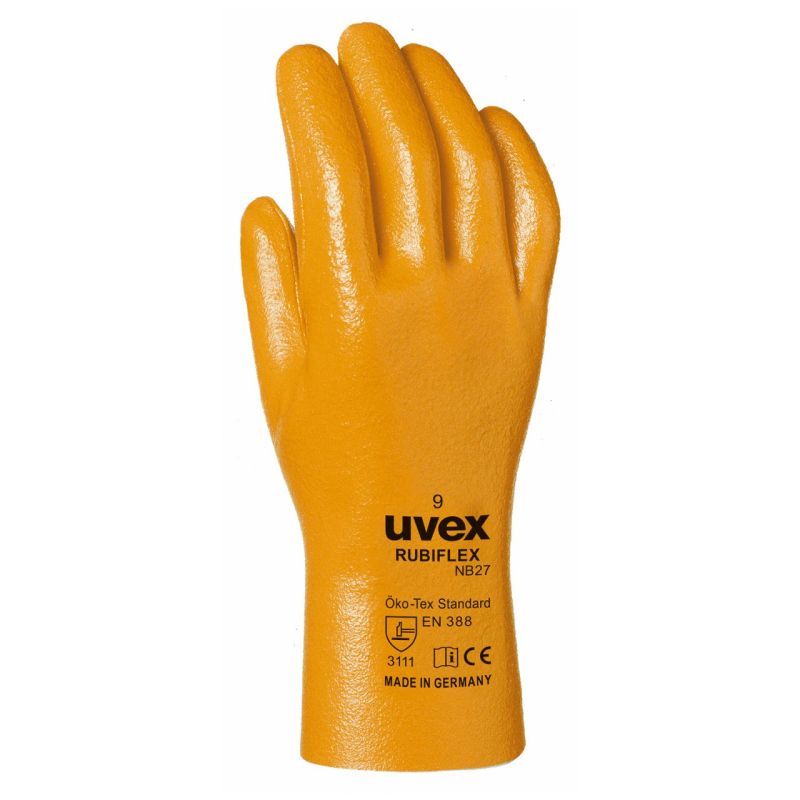 Uvex Rubiflex NB27 27cm Nitrile Coated Safety Gauntlets - SafetyGloves ...