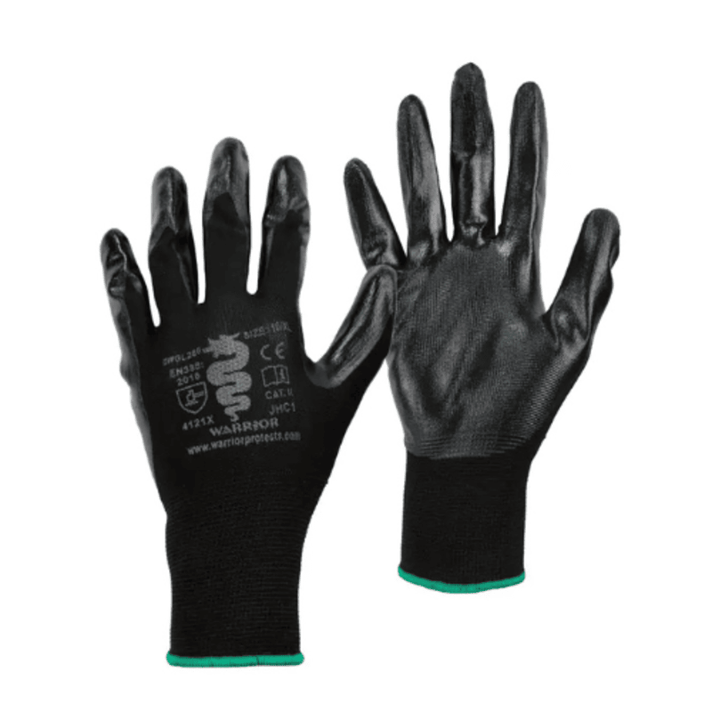 Warrior Protects Black Grip Gloves - SafetyGloves.co.uk