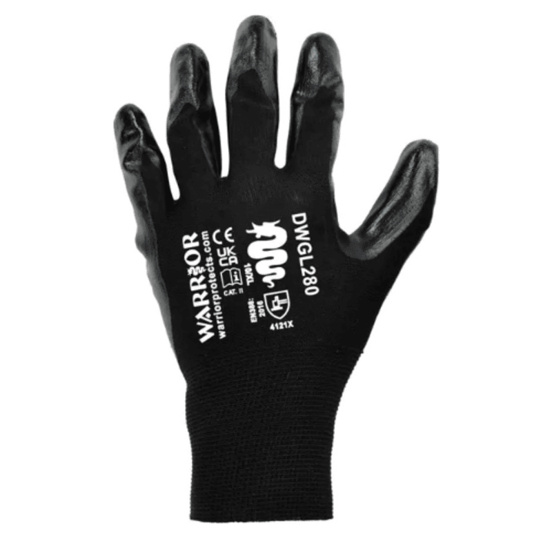 Warrior Protects Black Grip Gloves - SafetyGloves.co.uk