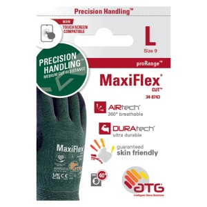 Eczema Gloves MaxiFlex 34-8743 Micro Foam Nitrile Coated ANSI A2 Cut ...