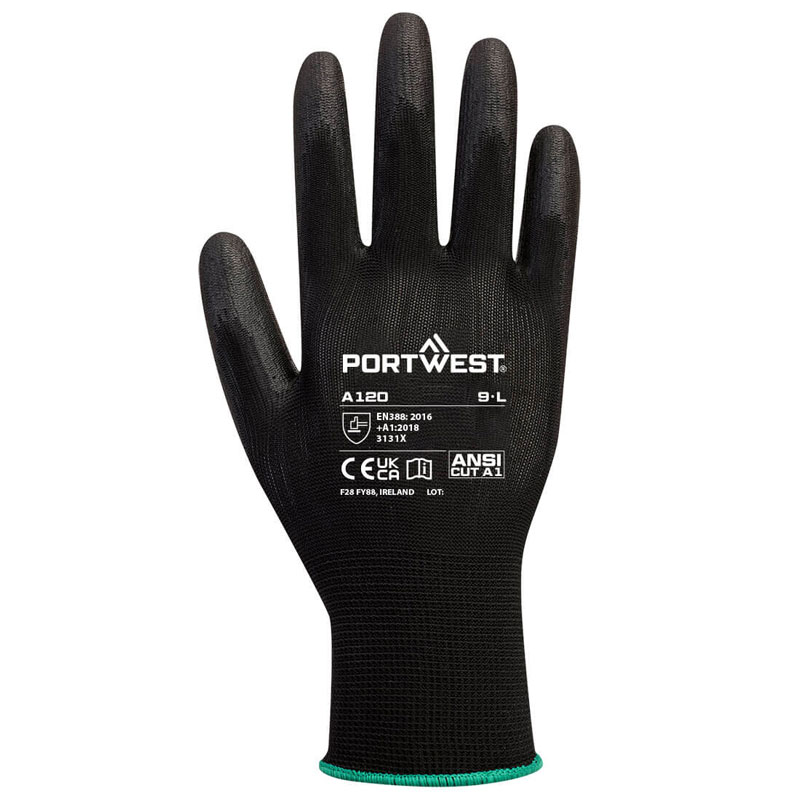 Portwest A120 Grey PU Palm Gloves - SafetyGloves.co.uk