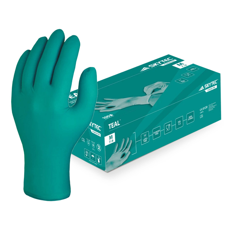 Skytec Teal Chemical Gloves Box 100 SafetyGloves